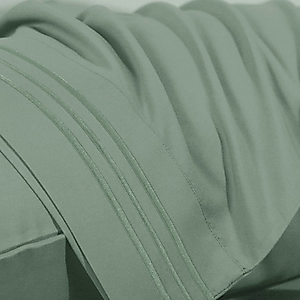 CozyLux Hotel Luxury Full Bed Sheets Set - 1800 Series 4-Piece Embroidered Microfiber Sheets, Double Brushed, 16" Deep Pocket, Soft and Wrinkle-Resistant, Sage Green