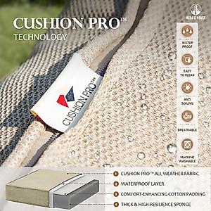 HERA'S HOUSE 6 Pieces Patio Furniture Set with Fire Pit Table, 2 x Rocking Chair, 2 x Ottoman, 3-Seat Sofa with 45" Fire Pit Table, Outdoor Conversation Set for Garden, Poolside, Backyard