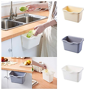 XBKPLO Small Hanging Kitchen Trash Can, Mini Hanging Garbage Bin, Sweden Hanging Waste Bin for Cabinet/Drawer/Car/Bedroom/Bathroom, Plastic Wastebasket, 0.9 Gallon