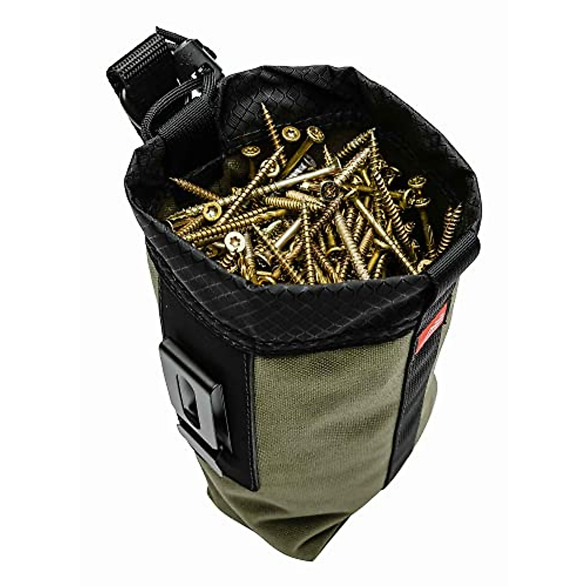 Diamondback DB Sax Tool Pouch with Belt Clip - Modular Clip On Tool Pouch for Belts, Vests, and Panels - Ideal Carpenter and Electrician Tool Pouch for Nails and Screws (Green with Black Webbing)