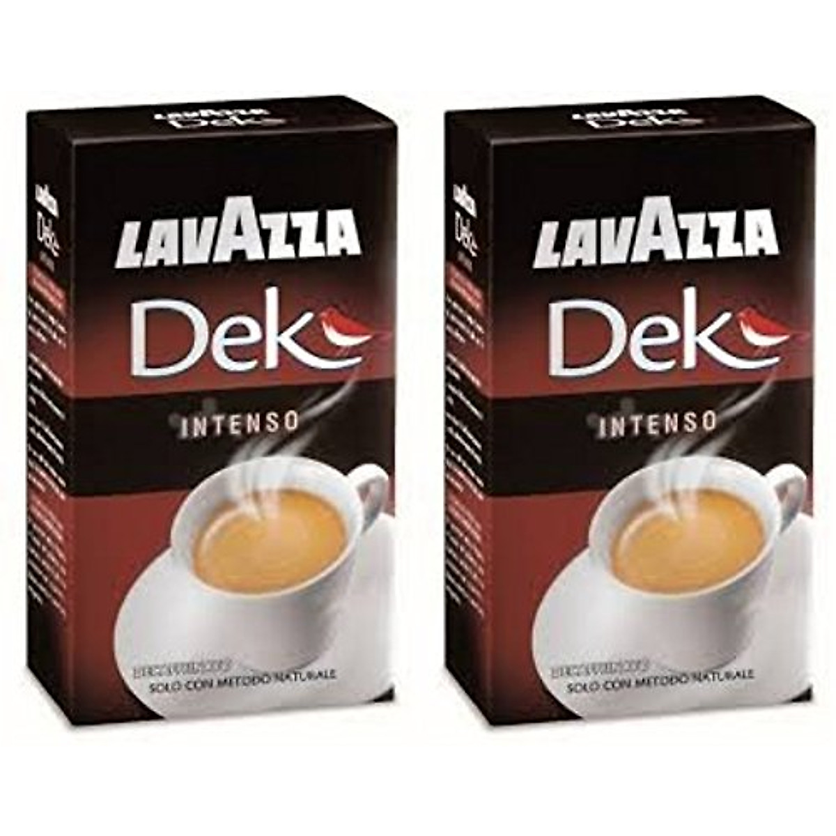 Lavazza: "Dek" Roasted Ground Coffee, Decaffeinated Intense Taste 8.8 Ounce (250gr) Packages (Pack of 2) [ Italian Import ]