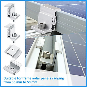 Zhengmy Solar Panel Mid Clamps 1.06 Inch Solar Panel Bracket Aluminum Solar Mid Clam with Solar Mounting Brackets 32-50 mm Panel Clamps Adjustable End Clamps Panel Clamps (28 Pieces)