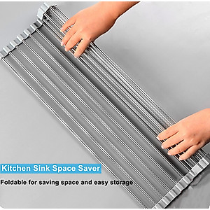 Magnetic Paper Towel Holder for Fridge, Toilet Paper Roll Holder Magnetic Paper Towel Rack Wall Mount and Seropy Roll Up Dish Drying Rack Over The Sink for Kitchen RV Sink 17.5x15.7 in