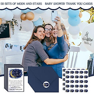 Chuangdi 50 Sets Baby Shower Thank You Cards with Envelopes and Sticker 50 Baby Shower Appreciation Cards Baby Shower Card Greeting Cards Gratitude Card Gift for Guest Baby Shower(Star)