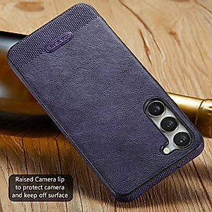 Casus Designed for Samsung Galaxy S23 Case Vegan Leather Slim Classic Luxury Elegant Thin Protective Cover (2023) 6.1" - Purple