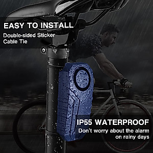 WSDCAM Bike Alarm with Remote 2 Pack, 113dB Wireless Anti-Theft Vibration Motorcycle Bicycle Alarm Vehicle Security Alarm System (Blue)