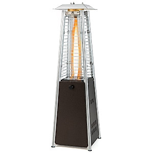 Giantex Pyramid Patio Heater, 9500 BTU Tabletop Portable Propane Heater w/Glass Tube, Simple Ignition System, Dancing Flame, CSA Certification, 35" Outdoor Electric Heater for Backyard Garden, Bronze