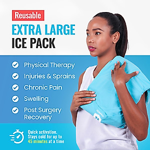 ICEWRAPS 12"x21" Extra Large Ice Pack with Soft Fabric Cover | Clay Ice Pack for Physical Therapy | Soft Ice Packs for Injuries Reusable Blue