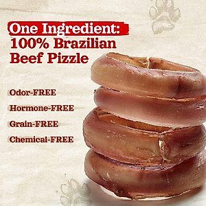 Natural Farm Odor Free Bully Sticks Ring Shaped (3-4 Inch, 10 Pack) - 100% Beef Chews for More Engagement & Fun, Grass-Fed, Non-GMO, Fully Digestible - Best for Small & Medium Chewers