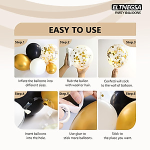 134Pcs Black And Gold Balloon Garland Arch Kit 18 12 10 5inch Latex Balloon Set for 2024 Graduation Decorations Shower Wedding Bachelorette Birthday Party New Year Decorations