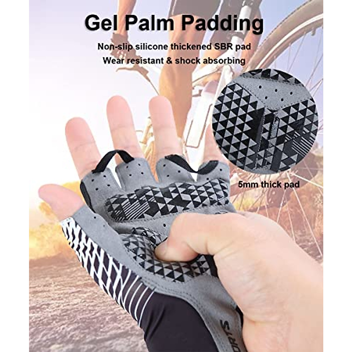 SUJAYU Cycling Gloves Mountain Bike Gloves, Half Finger MTB Gloves Bike Gloves for Men Cycling Mountain Bike Accessories, Bicycle Gloves Riding Gloves