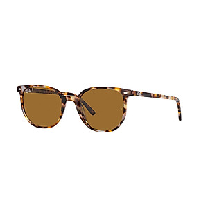 Ray-Ban RB2197 Elliot Square Sunglasses, Havana Brown Grey/Brown Polarized, 52 mm