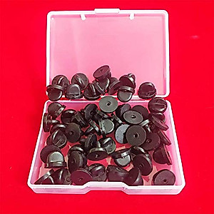 Lapel Pin Backings,Butterfly Clutch Pin Backings PVC Rubber Pin Backs Pin Keepers for Replacement Uniform Badge (Black, Pack of 50)