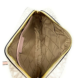 Michael Kors Jet Set Saffiano Leather Crossbody Bag (Vanilla Sig Powder Blush)