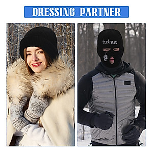 Winter Ski Mask for Men 3 Hole Balaclava Face Mask Full Face Mask Knitted Ski Mask Beanie Full Face Cover for Men Women Sport (Black)