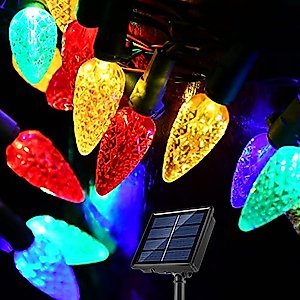 NA SGLspeed C6 Strawberry Solar Decorative Lights Christmas Outdoor, 50LED Christmas Solar Garden Lights 23FT Solar Xmas Tree Lights for Home Kitchen Decor - Multicolor