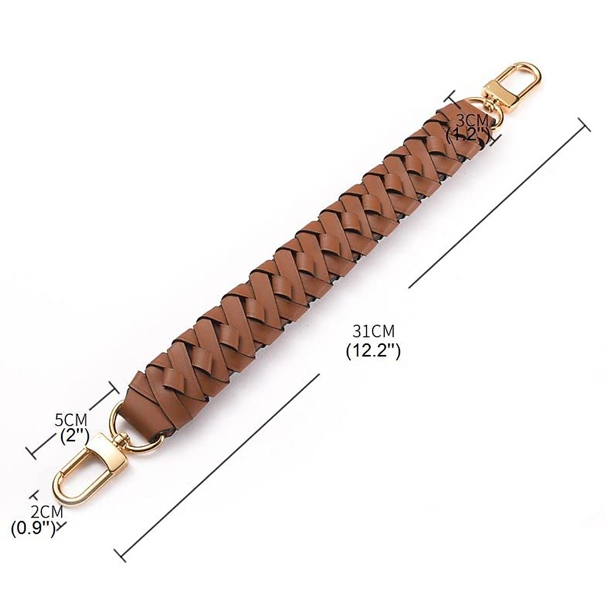 seegeeneey Genuine Leather Braided Handle for Women Handbag Suitable for Neonoe Hobo Bag Tote Bag (41cm(16''),Brown)