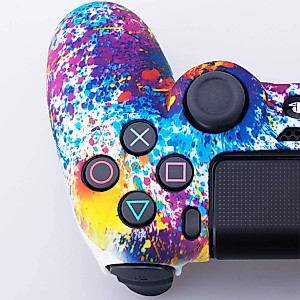 Sofunii 2pcs Skin for PS4 Controller, Anti-Slip Silicone Cover Shell Case with 8 Thumb Grip Caps, Compatible with PlaySation 4 Slim/Pro Controller DualShock 4 Gamepad (Black White)