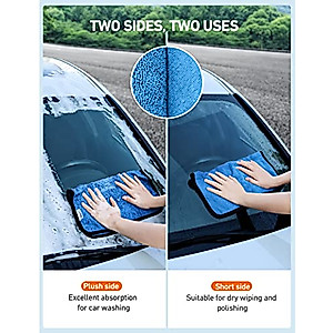 AstroAI Microfiber Towels for Cars, 6-Pack Absorbent and Reusable Microfiber Cleaning Cloth for Car/Domestic Cleaning, Yellow, Blue, Gray, 16" x 16"