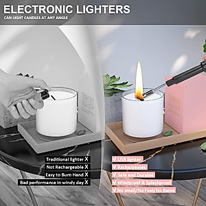 Electric Long Lighter, Retractable Length (11.4in-27.55in), Lgnition Port Can be Rotated 360°, Rechargeable via USB, lighters Suitable for Lighting Candles, barbecues, fireplaces, fire pits, etc.