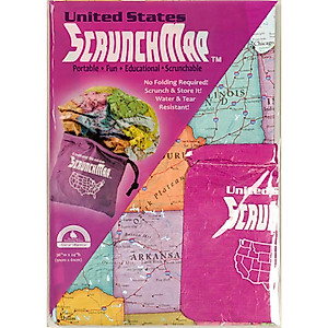 Waypoint Geographic USA ScrunchMap, Portable, Easy-to-Store USA Map, Water and Tear-Resistant Map, Eco-Conscious Unique Gifts, Storage Bag Included, 24" H x 36" W