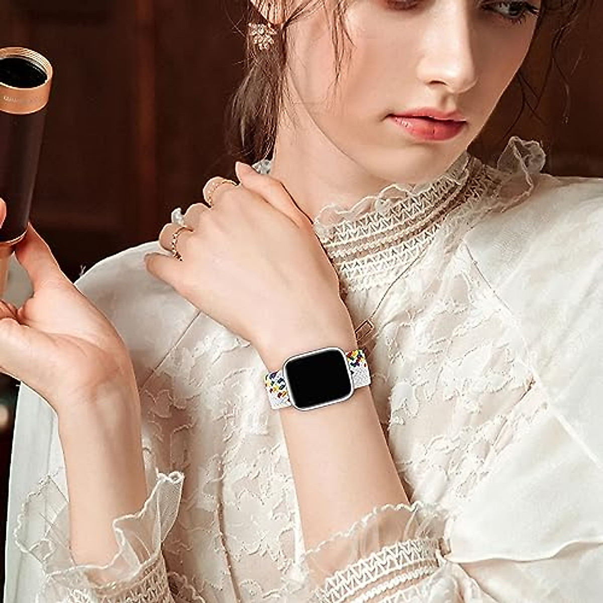 LUAVFA Braided Solo Loop Bands for Apple Watch - Compatible with Series 8 7 6 5 4 3 2 1 SE Ultra, Stretchy, Stylish and Adjustable Nylon Watch Bands 38mm 40mm 41mm 42mm 44mm 45mm 49mm for Women and