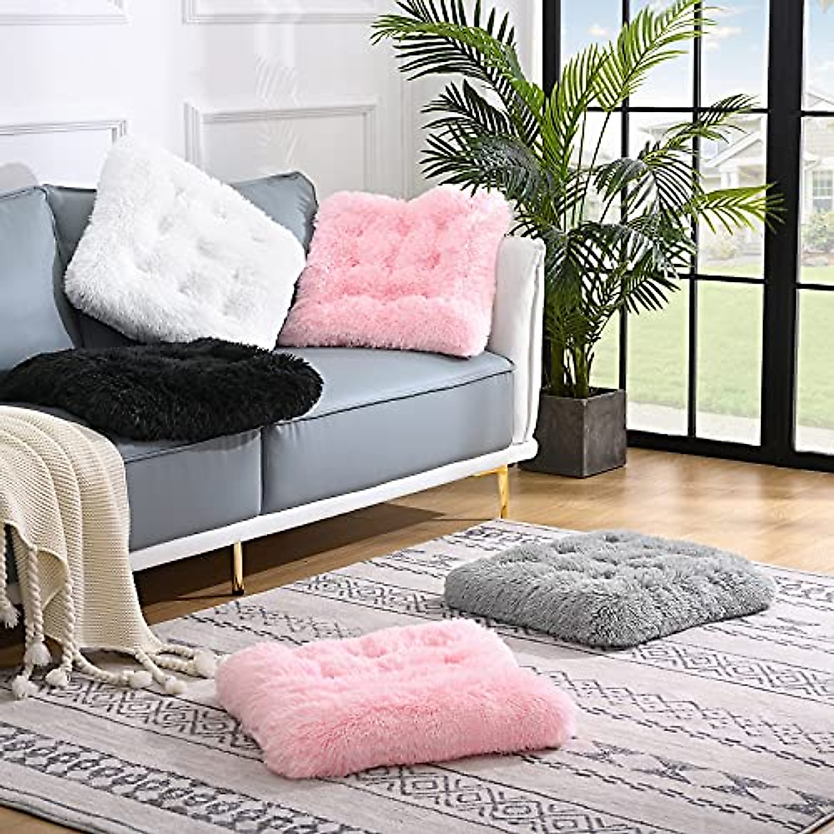 Lascpt Seat Cushion Chair Pads, Super Soft Thick Chair Cushions for Dining Room, Comfortable Plush Floor Cushions for Patio Sofa Chair Cover, Square 20x20 Inches Home Decor Chair Seat Pad, Grey