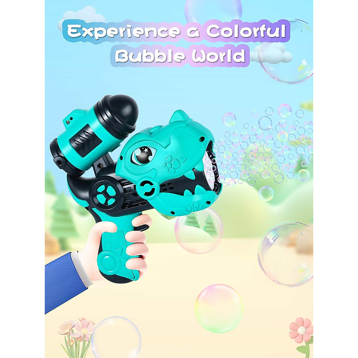 Dinosaur Bubble Gun Blaster for Kids, Bubble Machine Blower Maker with Lights & Sounds,Bubble Guns for Toddlers 1-3,Outdoor Summer Toys Gifts for Boys Girls