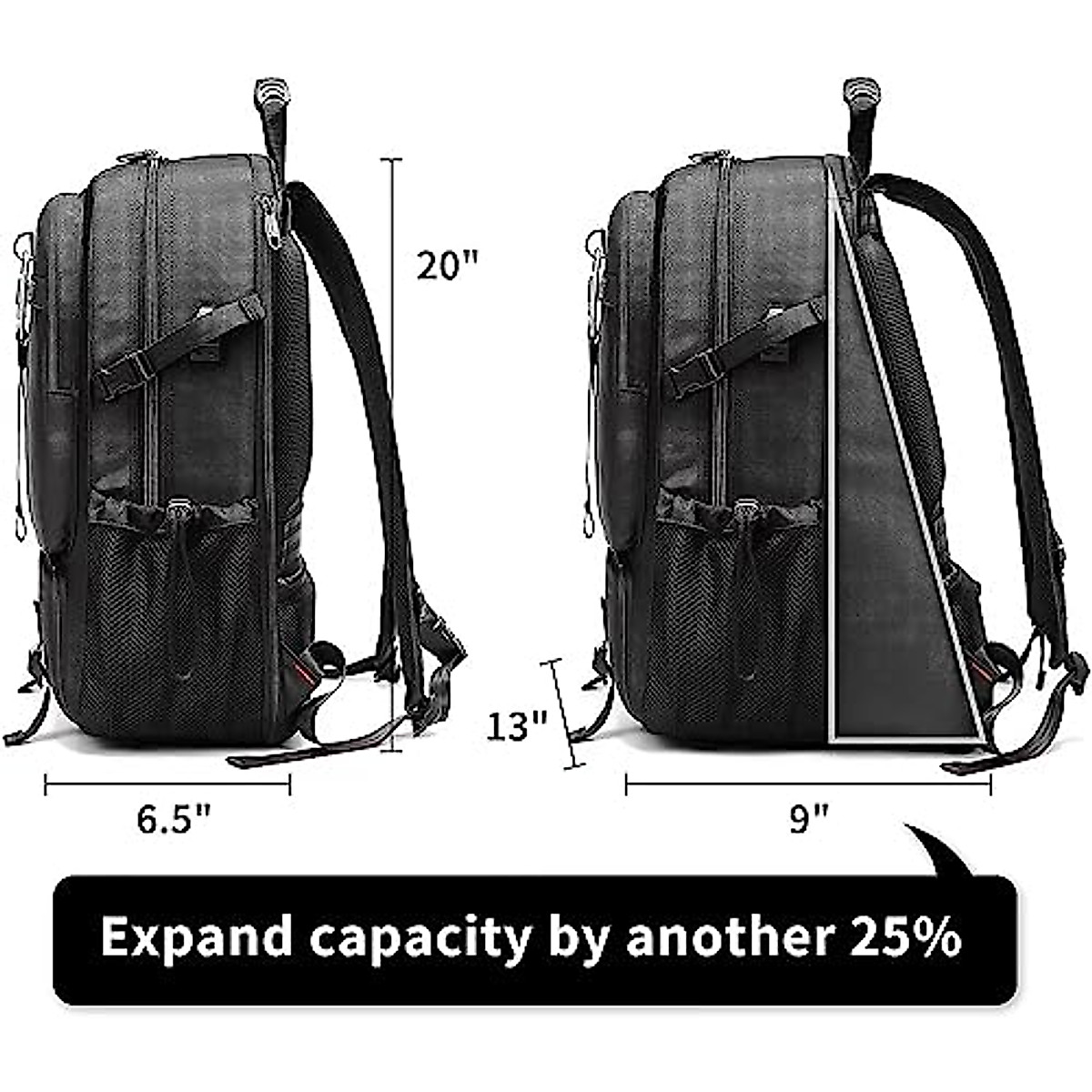 SSWEISIKER Travel Backpack for Men, Large 35L Laptop Backpack with USB Charging Port Fits 15.6 Inch Computer, Waterproof Carry on Bags for Airplanes Hiking Weekender Overnight, Black