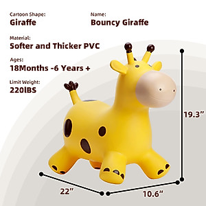 EVERICH TOY Giraffe Bouncy Horse Hopper for Toddlers, Bouncy Animals Jumping Horse, Inflatable Ride on Bouncer Hopping Toys Gifts for Boys Girls 18 Months 2 3 4 5 6 Years Old