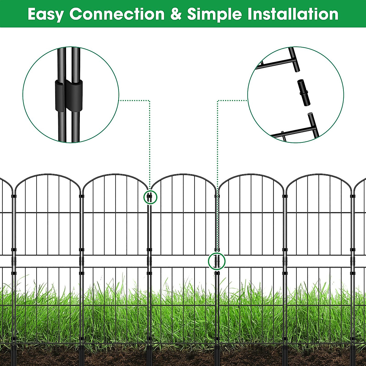 OUSHENG 38in (H) Decorative Garden Fence Fencing, 10ft (L) Rustproof Metal Wire Border Animal Barrier with Plastic Stakes for Dog Yard Patio Outdoor, Arched