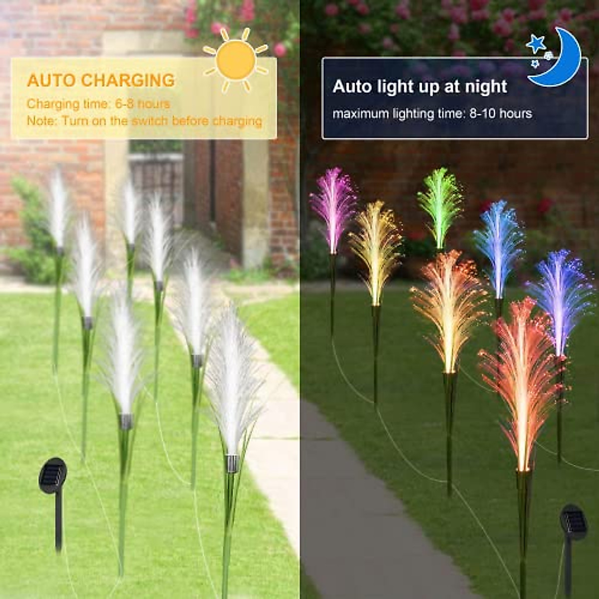 VIODAIM Solar Garden Flower Lights - 7 Color Changing