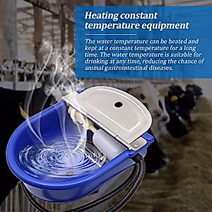 Automatic Livestock Waterer Heated Horse Water Bowl Automatic Cattle Cow Heated Water Bowl Dog Horse Cattle Drinking Bowl Constant Temperature Dispenser with Float Control