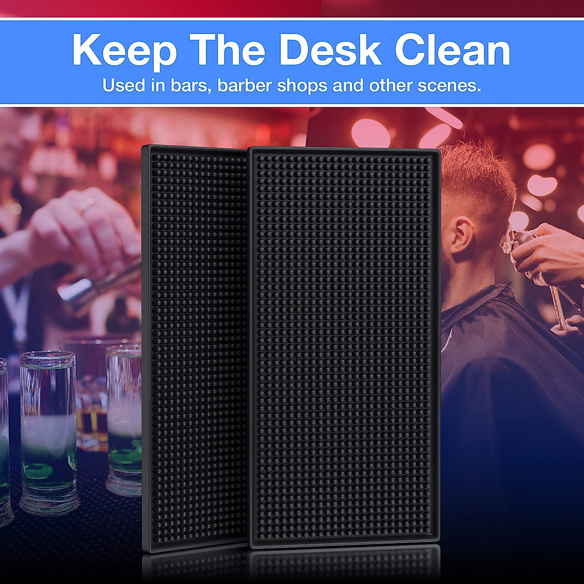 Noverlife 2PCS Barber Work Station Mat for Salon, Flexible PVC Heavy Duty Antiskid Rubber Mat for Stations, Service Mat Cushion for Bar, Heat-Resistant Pad Tools for Styling Hair Dryers Hair Trimmers