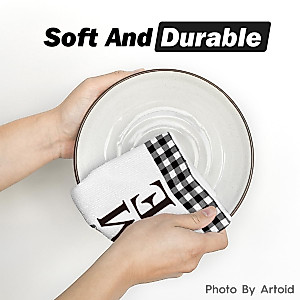 Artoid Mode Buffalo Plaid Pumpkin Home Fall Kitchen Towels and Dish Towels, 18 x 26 Inch Harvest Thanksgiving Drying Cloth Tea Towels for Cooking Baking Set of 4