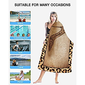 SIGOUYI Beach Towel, High Heels Leopard Beach Towels, Beach Accessories 36"x72" Beach Towel for Kids Girls Boys, Microfiber Bath Towels Beach Chair Absorbent Towels