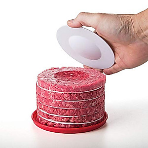 Prepworks by Progressive Perfect Burger Press Set, Press and Store Up to 6 Burgers, Non-Skid Base, Non-Stick Coating, Dimple Insert Creates Faster Even Cooking, Dishwasher Safe