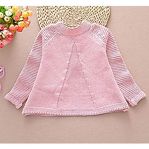 Willow Dance Toddler Baby Girls Autumn Winter Clothes Button Knitted Sweater Cardigan Cloak Warm Thick Coat (Pink, 6-7 Years)