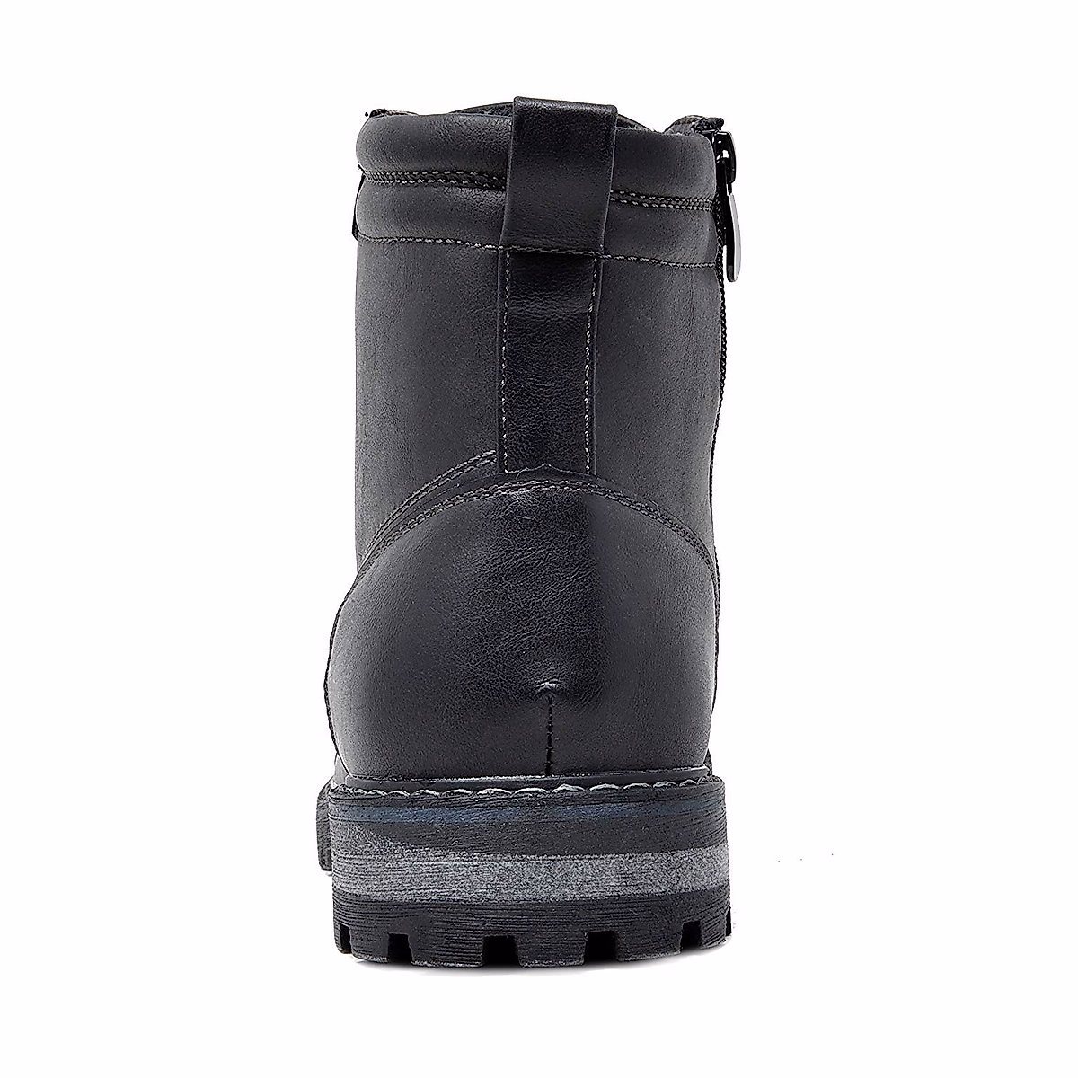 Bruno Marc Men's Engle-01 Black Motorcycle Combat Oxford Boot Fur Lining Warm Zipper Boots Size 11 M US