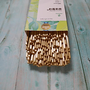 EcoAmiga Bamboo Straw, 8 Inch Reusable & Biodegradable Organic Bulk Straws – Great Ecological Alternative to Plastic Straws (Wheat)