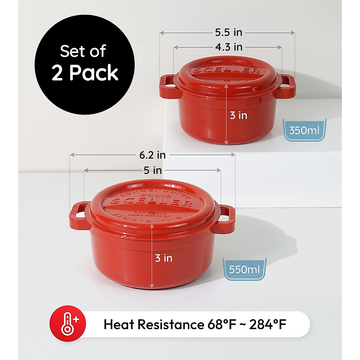 carrotez Snack Containers with lids Condiment Containers Easy to Clean Leak Proof BPA Free 2 Pack - Red