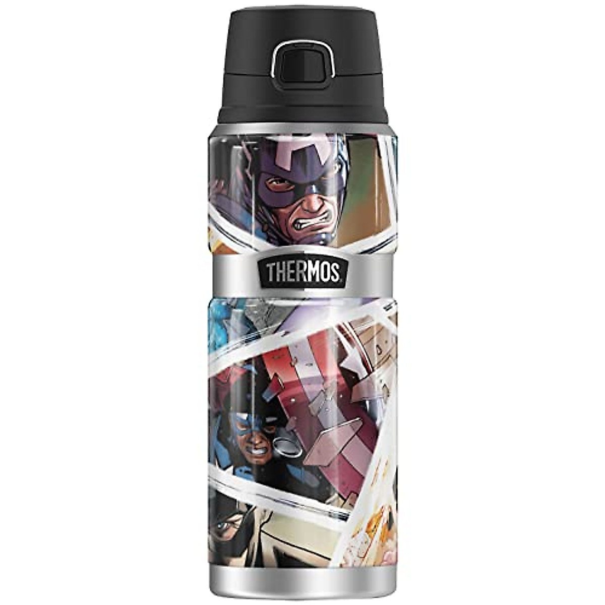 Captain America Cap Brushstroke Collage THERMOS STAINLESS KING Stainless Steel Drink Bottle, Vacuum insulated & Double Wall, 24oz