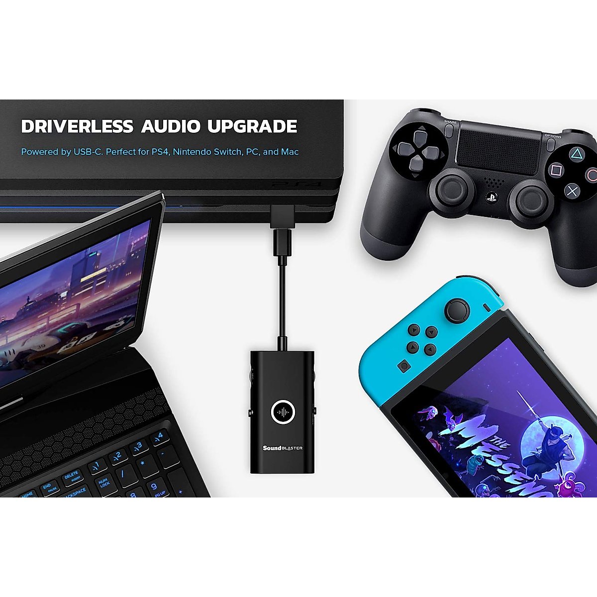 Creative Sound Blaster G3 USB-C External Gaming USB DAC and Amp for PS4, Nintendo Switch, Ft. GameVoice Mix (Audio Balance for Game/Chat), Mic/Vol Control and Mobile App Control, Plug-and-Play