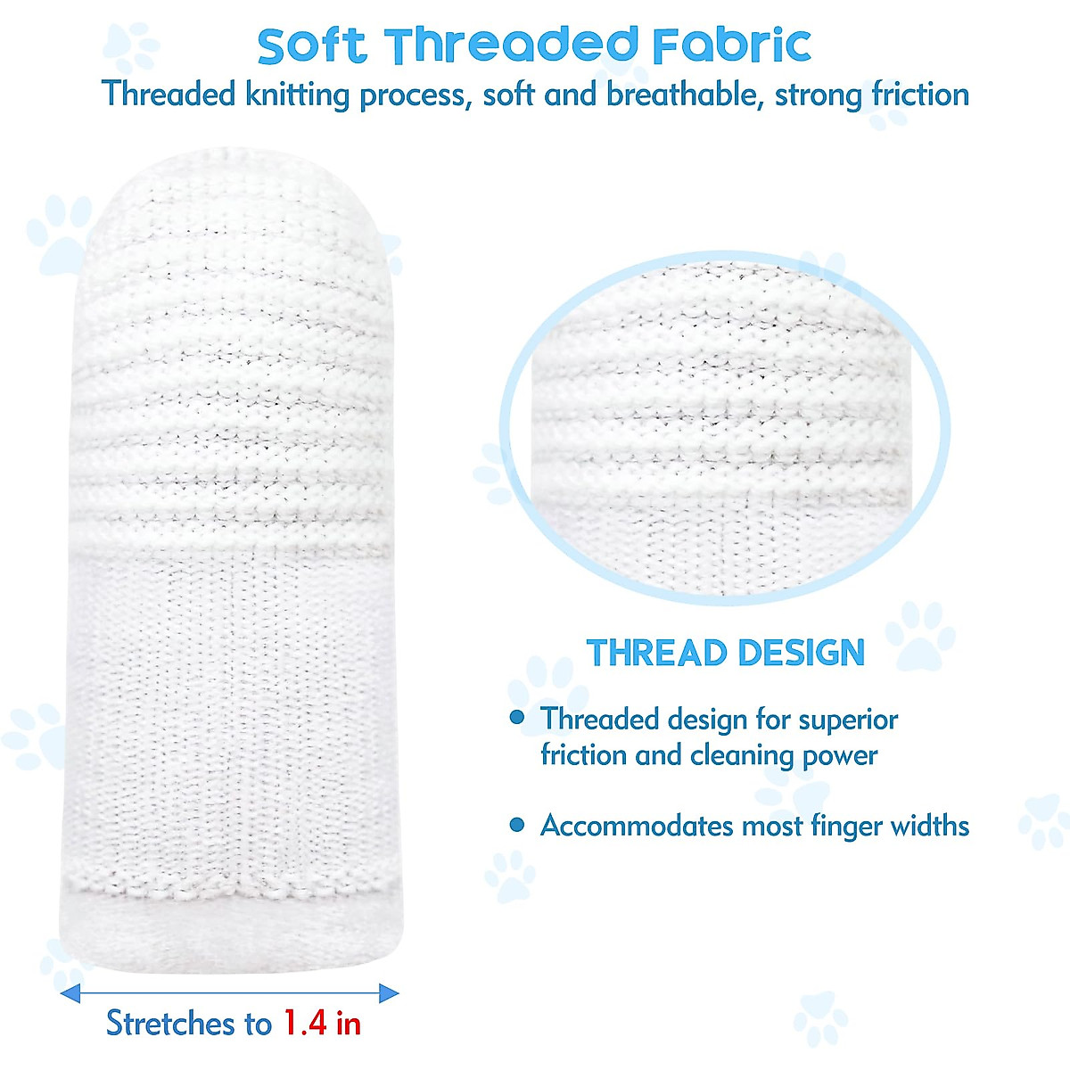 Eovento 20Pcs Dog Toothbrush, Soft Fabric Dog Finger Toothbrush, Washable Finger Toothbrush for Dogs & Cats Oral Health, Suitable for Small and Large Pets