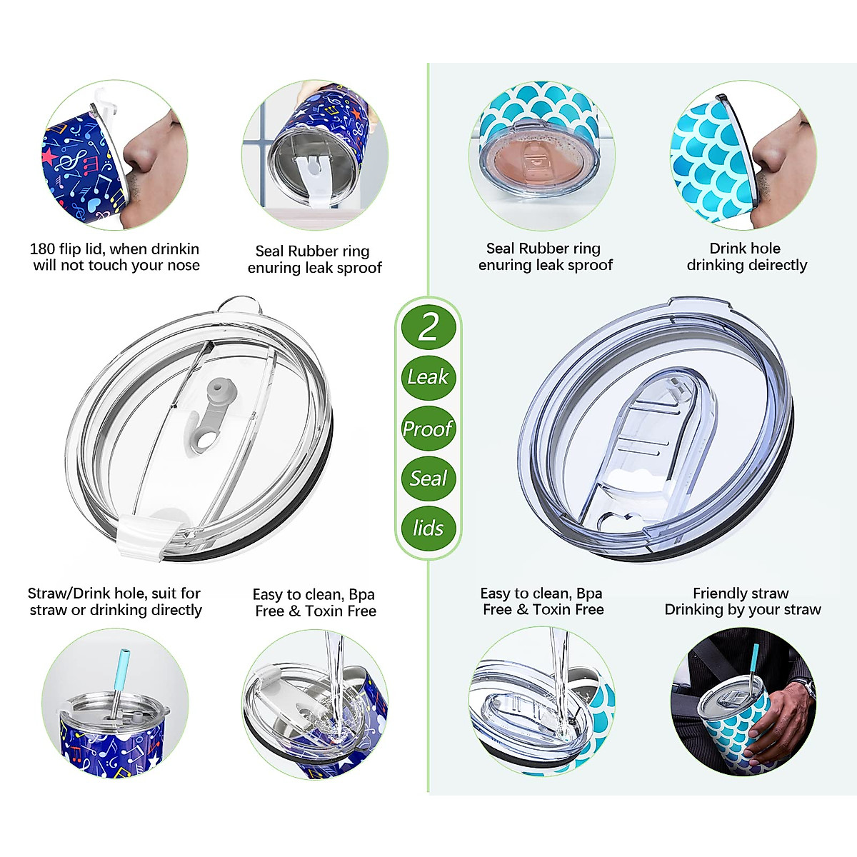 yoelike Music Note 30 oz tumbler with lid and straw, Stainless Steel, Vacuum Insulated Iced Coffee Tumbler Cup, Leak-Proof Travel Mug, Gift Box For Teacher Dad Mon Women Men Friend