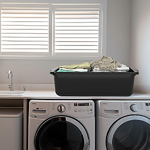 Ysmiltion 24 L Plastic Commercial Bus Tub, Large Plastic Utility Bus Box, Black, 4 Packs