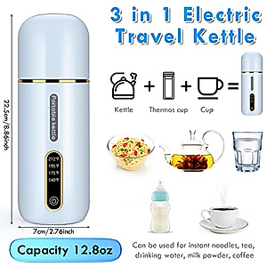 Portable Kettle,380ml Travel Kettle Electric Small,Portable Water Boiler,Mini Travel Tea Kettle,Fast Boil and Auto Shut Off Water Kettle Warmer,Double Wall Insulated Coffee Hot Water Heater Tea Maker