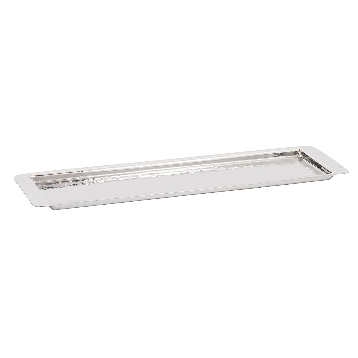Elegance Stainless Steel Hammered Rectangular Tray, Medium 17.75 by 5.5-Inch, Silver