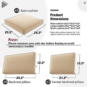 LayinSun Outdoor Furniture Replacement Cushions for 6 Seat Patio Rattan Wicker Sectional Conversation Sofa Set, 14-Piece Cushions Set