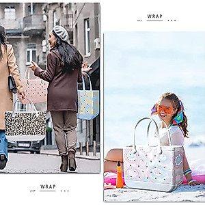 Qkstan Beach Bag Rubber Tote Bag - Waterproof Travel Bags for Men Women Washable Tote Bag Handbag for Sports Beach Market Pool (Cow, Large)